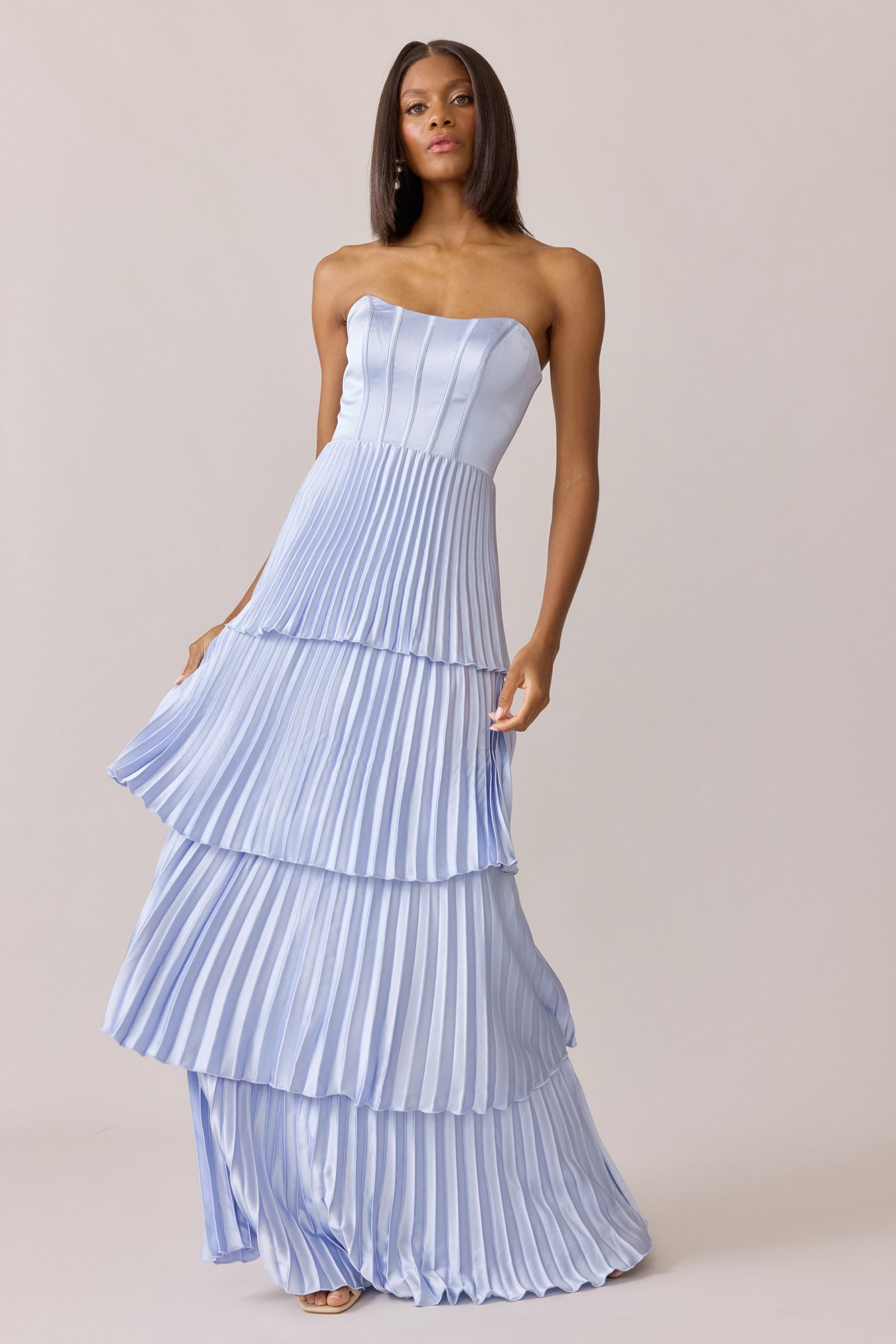 Collins Satin Pleated Dress